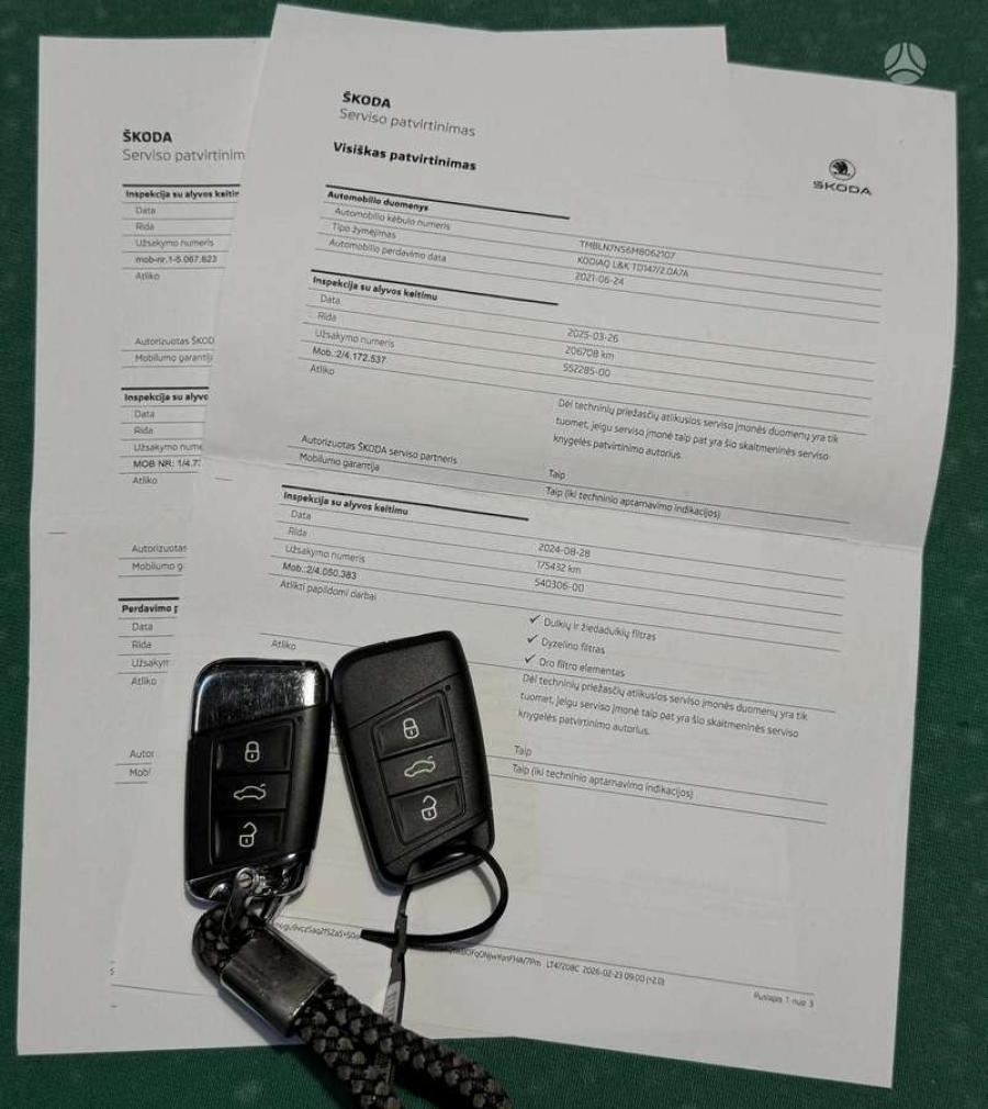Black Skoda Kodiaq 2021 in Taurage, with an engine capacity of 1.97 L and mileage of 212 thousand km for 22600 €, photo 35 on AUTOMOTO.COM.LV
