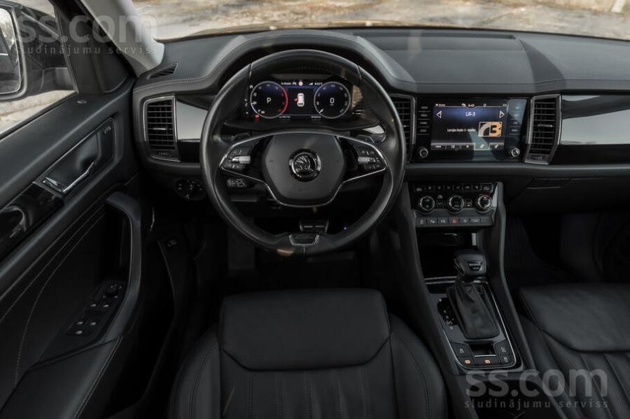 Black Skoda Kodiaq 2022 in Riga, with an engine capacity of 2.00 L and mileage of 195 thousand km for 25890 €, photo 16 on AUTOMOTO.COM.LV