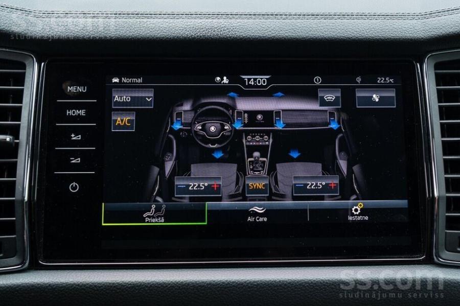 Black Skoda Kodiaq 2022 in Riga, with an engine capacity of 2.00 L and mileage of 147 thousand km for 24950 €, photo 15 on AUTOMOTO.COM.LV