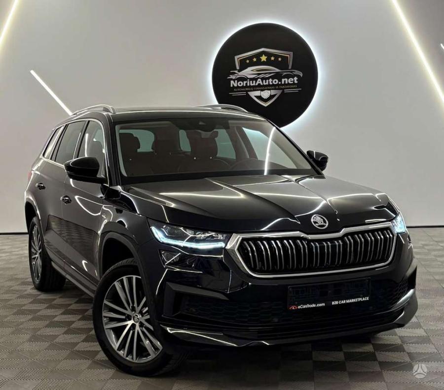 Black Skoda Kodiaq 2022 in Marijampole, with an engine capacity of 1.97 L and mileage of 139 thousand km for 28999 €, photo 1 on AUTOMOTO.COM.LV