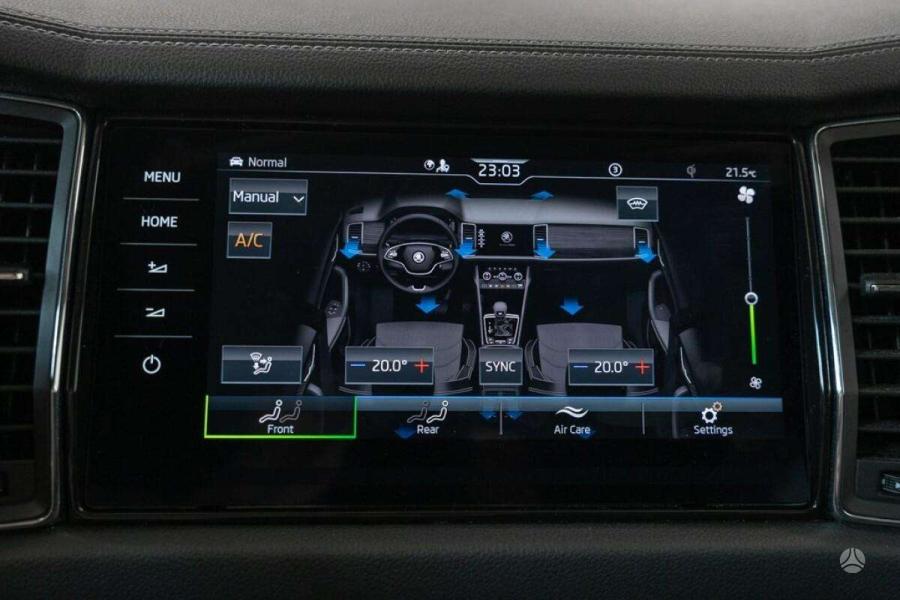 Black Skoda Kodiaq 2022 in Vilnius, with an engine capacity of 2.00 L and mileage of 108 thousand km for 32500 €, photo 17 on AUTOMOTO.COM.LV