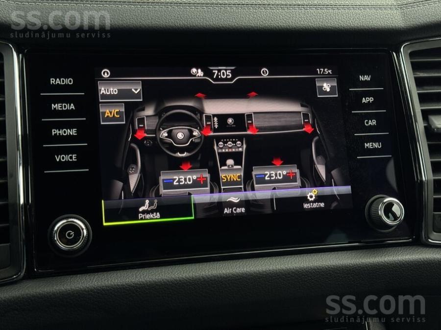 Черный Шкода Kodiaq 2023 в Валмиера, объемом двигателя 2.00 л и пробегом 97 тыс. км за 28500 €, фото 17 на AUTOMOTO.COM.LV