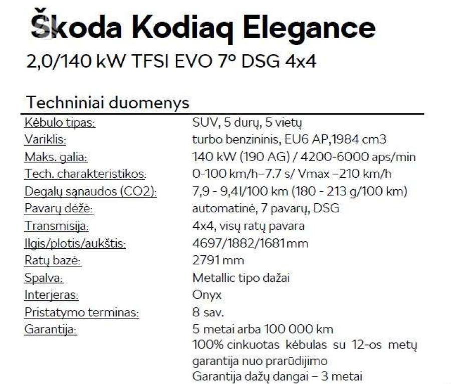 Black Skoda Kodiaq 2024 in Vilnius, with an engine capacity of 1.98 L and mileage of 73 thousand km for 33500 €, photo 14 on AUTOMOTO.COM.LV