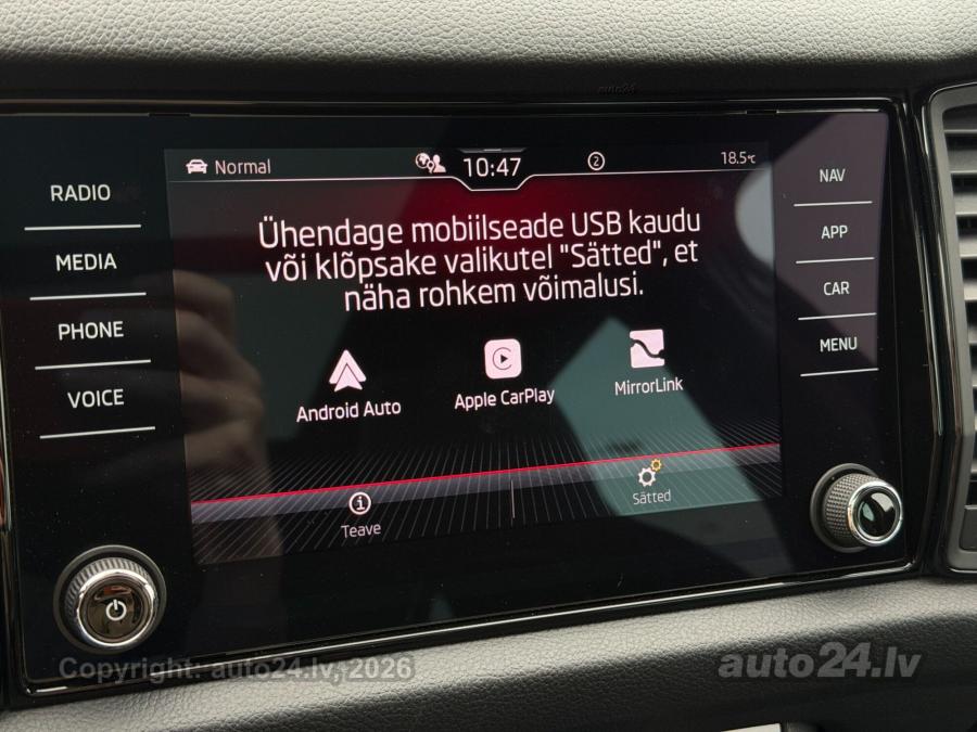 Black Skoda Kodiaq 2021 in Parnu, with an engine capacity of 1.50 L and mileage of 91 thousand km for 27900 €, photo 11 on AUTOMOTO.COM.LV