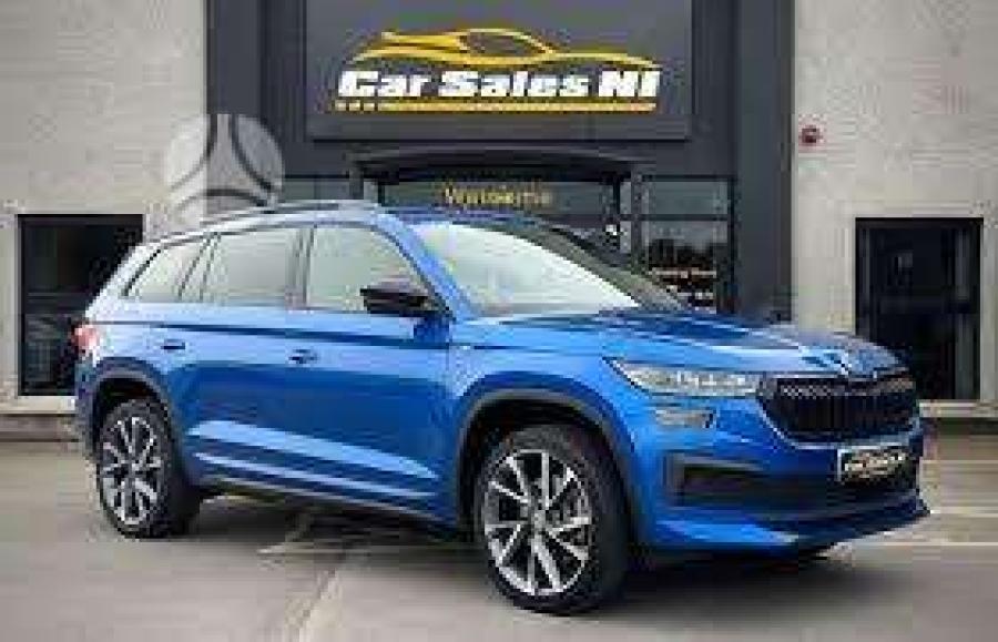 Blue Skoda Kodiaq 2021 in Siauliai, with an engine capacity of 1.98 L and mileage of 86 thousand km for 32000 €, photo 1 on AUTOMOTO.COM.LV