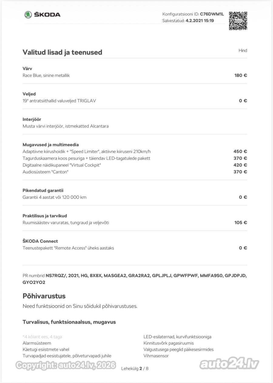 Zils Skoda Kodiaq 2021 Tallina, ar dzinēja tilpumu 2.00 L un nobraukumu 84 tūkst. km par 27000 €, foto 26 vietnē AUTOMOTO.COM.LV