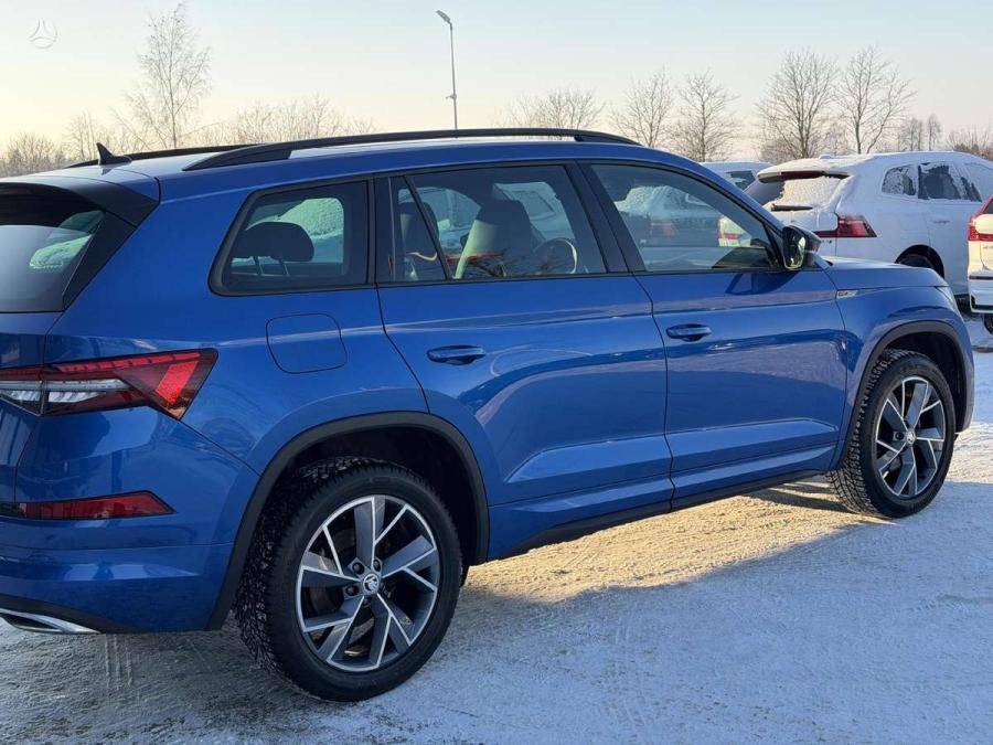 Blue Skoda Kodiaq 2022 in Siauliai, with an engine capacity of 1.50 L and mileage of 196 thousand km for 25398 €, photo 9 on AUTOMOTO.COM.LV