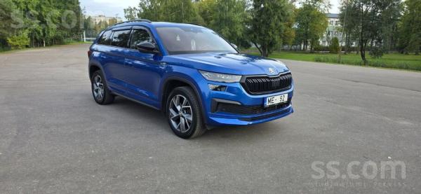 Blue Skoda Kodiaq 2024 in Jurmala, with an engine capacity of 2.00 L and mileage of 34 thousand km for 41900 €, photo 4 on AUTOMOTO.COM.LV