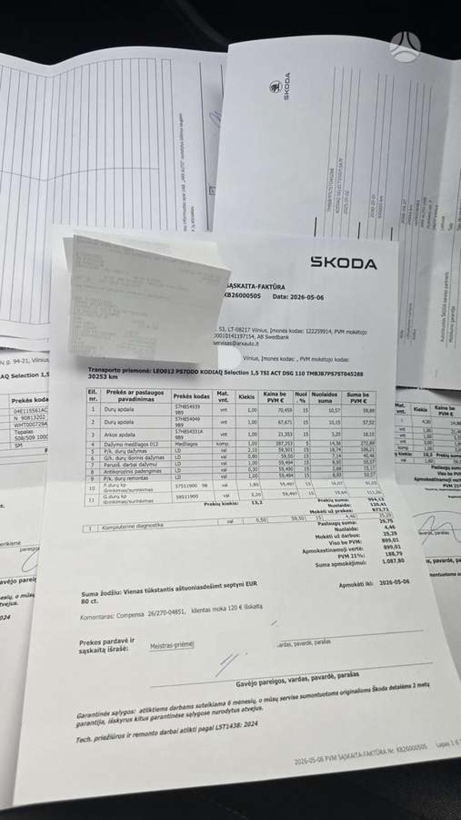 Brūns Skoda Kodiaq 2025 Viļņa, ar dzinēja tilpumu 1.50 L un nobraukumu 32 tūkst. km par 34500 €, foto 24 vietnē AUTOMOTO.COM.LV