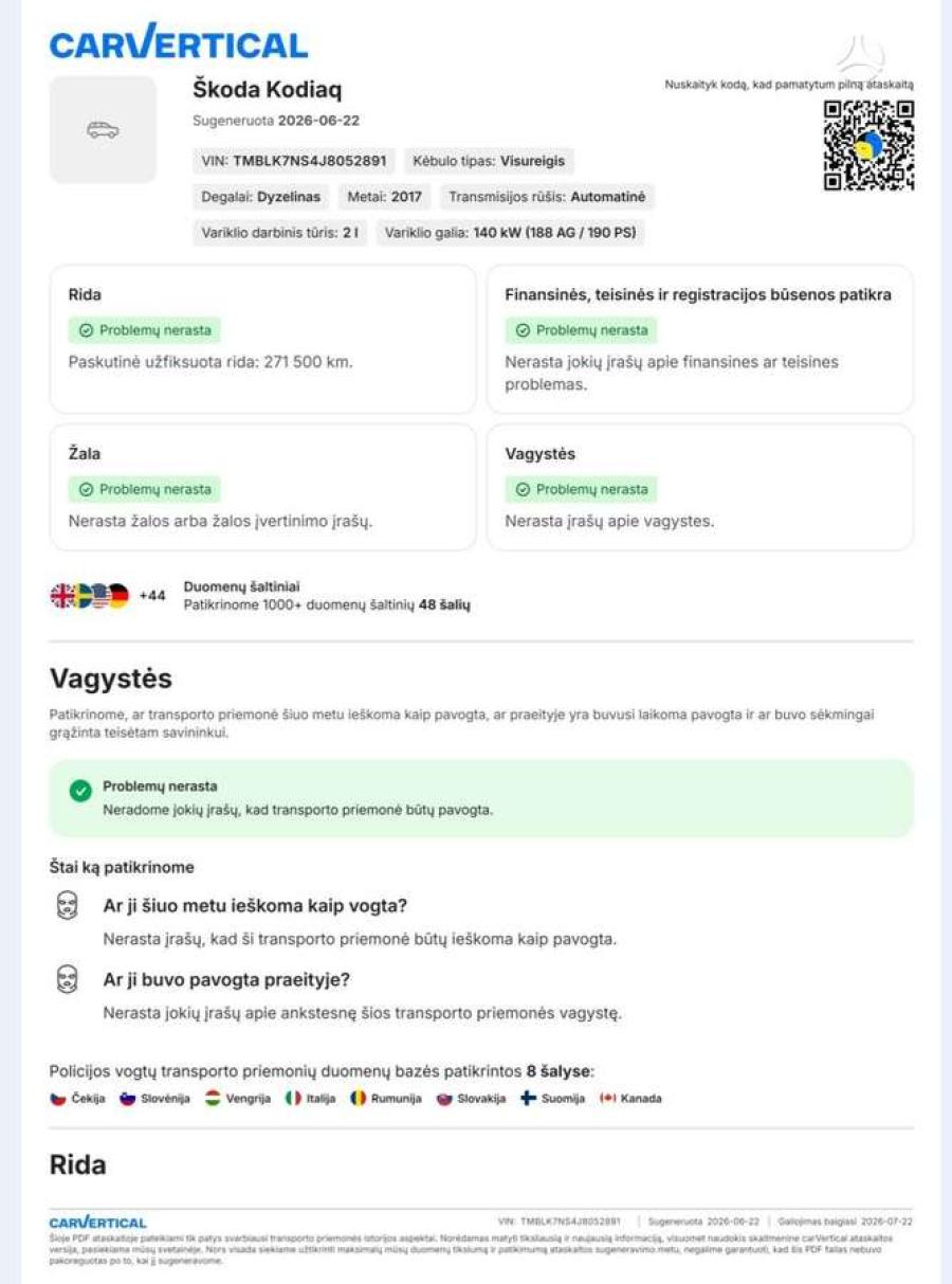 Серый Шкода Kodiaq 2018 в Ионава, объемом двигателя 2.00 л и пробегом 273 тыс. км за 20000 €, фото 42 на AUTOMOTO.COM.LV