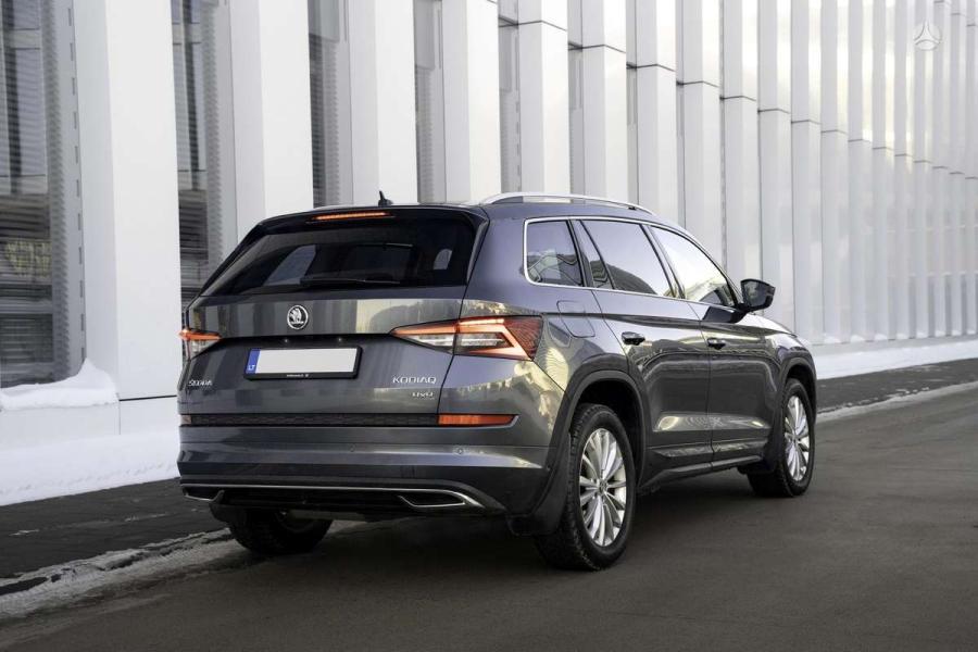 Grey Skoda Kodiaq 2019 in Vilnius, with an engine capacity of 1.97 L and mileage of 151 thousand km for 25900 €, photo 4 on AUTOMOTO.COM.LV