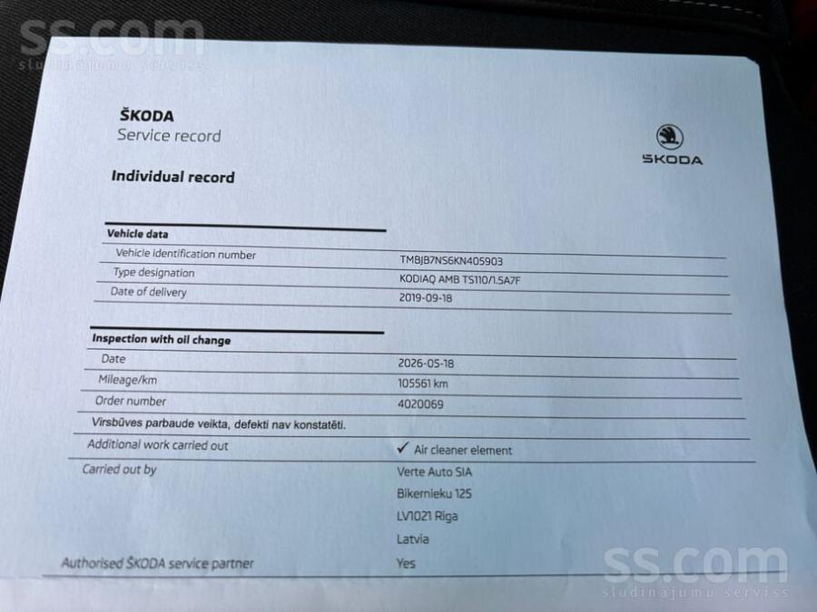 Grey Skoda Kodiaq 2019 in Riga, with an engine capacity of 1.50 L and mileage of 106 thousand km for 18700 €, photo 28 on AUTOMOTO.COM.LV