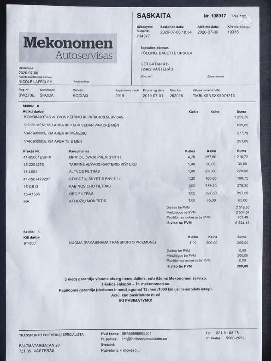 Pelēks Skoda Kodiaq 2019 Viļņa, ar dzinēja tilpumu 1.97 L un nobraukumu 262 tūkst. km par 16750 €, foto 22 vietnē AUTOMOTO.COM.LV