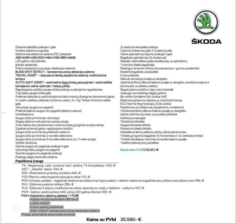 Серый Шкода Kodiaq 2020 в Вильнюс, объемом двигателя 1.50 л и пробегом 124 тыс. км за 22800 €, фото 20 на AUTOMOTO.COM.LV