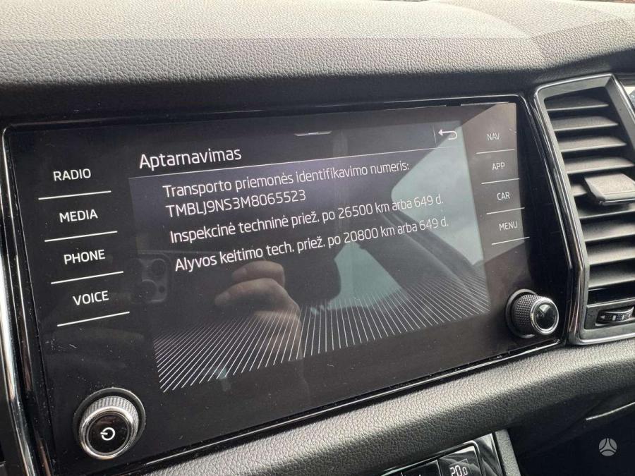 Grey Skoda Kodiaq 2021 in Vilnius, with an engine capacity of 1.97 L and mileage of 194 thousand km for 20700 €, photo 22 on AUTOMOTO.COM.LV