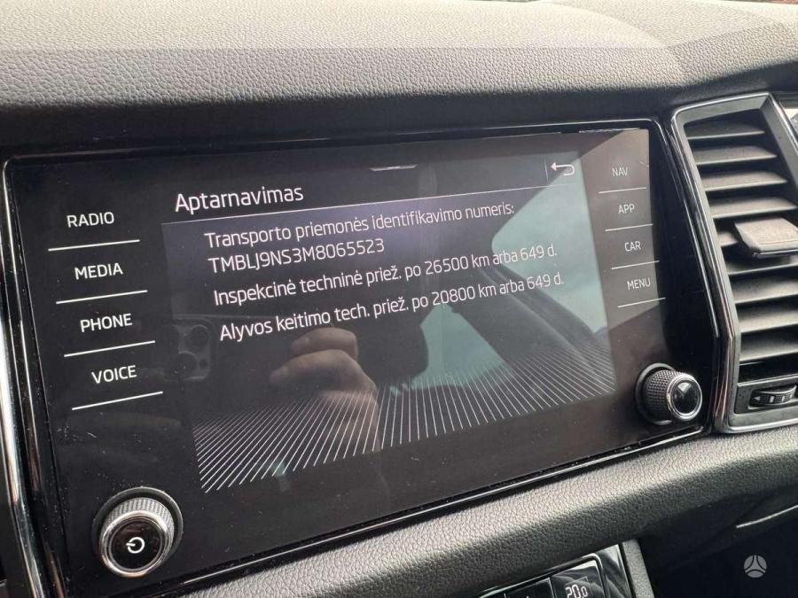 Grey Skoda Kodiaq 2021 in Vilnius, with an engine capacity of 1.97 L and mileage of 194 thousand km for 20699 €, photo 21 on AUTOMOTO.COM.LV