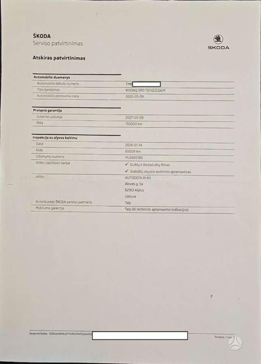 Grey Skoda Kodiaq 2022 in Alytus, with an engine capacity of 1.97 L and mileage of 65 thousand km for 30490 €, photo 35 on AUTOMOTO.COM.LV