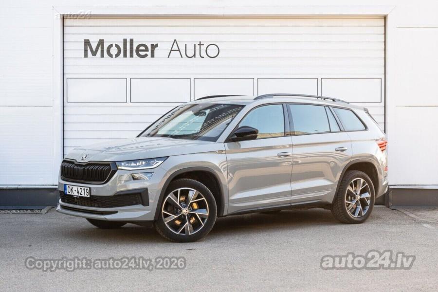 Grey Skoda Kodiaq 2023 in Riga, with an engine capacity of 2.00 L and mileage of 119 thousand km for 33766 €, photo 1 on AUTOMOTO.COM.LV