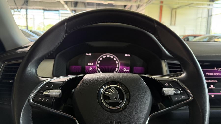 Grey Skoda Kodiaq 2023 in Riga, with an engine capacity of 2.00 L and mileage of 78 thousand km for 2750000 €, photo 18 on AUTOMOTO.COM.LV