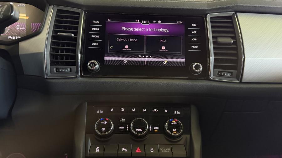 Grey Skoda Kodiaq 2023 in Riga, with an engine capacity of 2.00 L and mileage of 78 thousand km for 2750000 €, photo 20 on AUTOMOTO.COM.LV