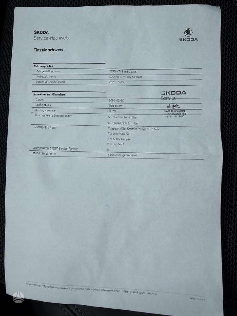 Grey Skoda Kodiaq 2023 in Siauliai, with an engine capacity of 1.97 L and mileage of 191 thousand km for 24990 €, photo 34 on AUTOMOTO.COM.LV