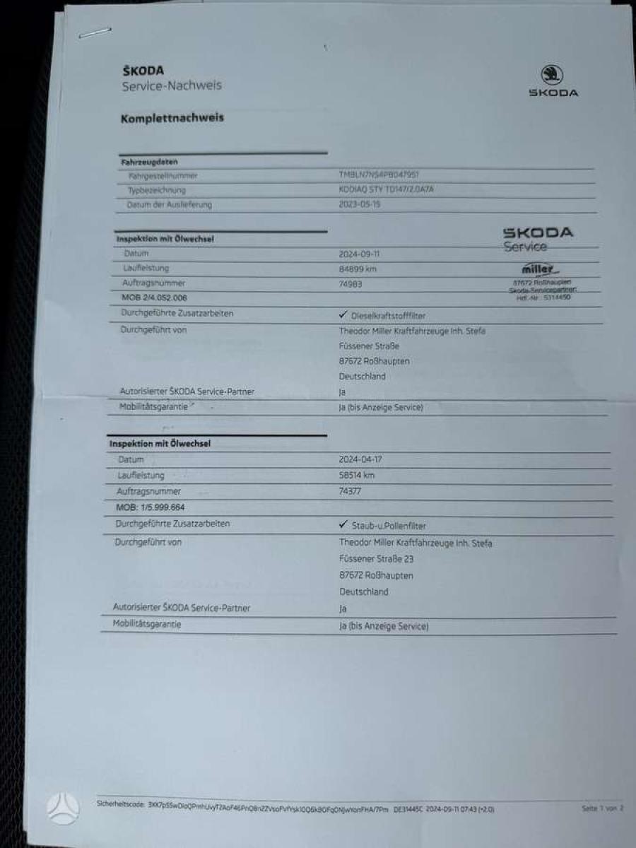 Grey Skoda Kodiaq 2023 in Siauliai, with an engine capacity of 1.97 L and mileage of 191 thousand km for 24990 €, photo 36 on AUTOMOTO.COM.LV