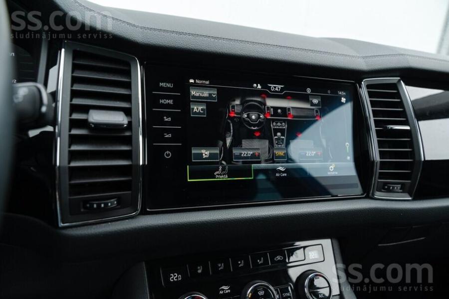 Grey Skoda Kodiaq 2023 in Riga, with an engine capacity of 2.00 L and mileage of 134 thousand km for 30500 €, photo 29 on AUTOMOTO.COM.LV