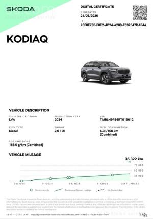 Серый Шкода Kodiaq 2024 в Рига, объемом двигателя 2.00 л и пробегом 36 тыс. км за 40500 €, фото 13 на AUTOMOTO.COM.LV