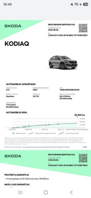 Pelēks Skoda Kodiaq 2024 Klaipėda, ar dzinēja tilpumu 1.97 L un nobraukumu 40 tūkst. km par 35000 €, foto 15 vietnē AUTOMOTO.COM.LV