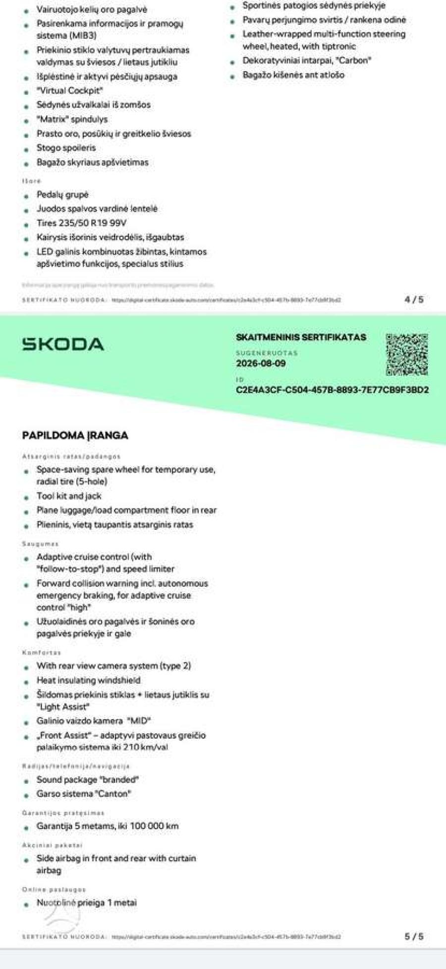 Pelēks Skoda Kodiaq 2024 Klaipėda, ar dzinēja tilpumu 1.97 L un nobraukumu 40 tūkst. km par 35000 €, foto 19 vietnē AUTOMOTO.COM.LV