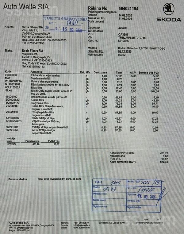 Pelēks Skoda Kodiaq 2024 Rīga, ar dzinēja tilpumu 2.00 L un nobraukumu 90 tūkst. km par 31800 €, foto 5 vietnē AUTOMOTO.COM.LV