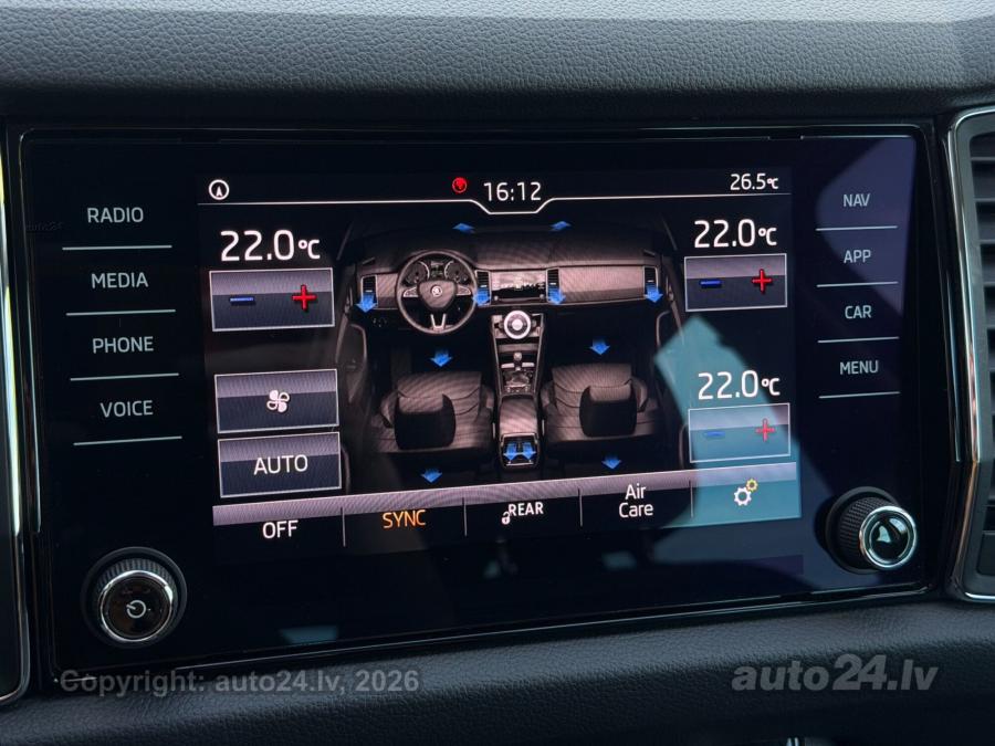 Grey Skoda Kodiaq 2019 in Parnu, with an engine capacity of 2.00 L and mileage of 156 thousand km for 24900 €, photo 15 on AUTOMOTO.COM.LV