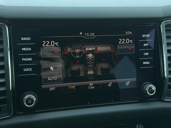 Grey Skoda Kodiaq 2020 in Parnu, with an engine capacity of 1.50 L and mileage of 59 thousand km for 25900 €, photo 11 on AUTOMOTO.COM.LV