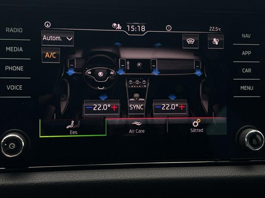 Grey Skoda Kodiaq 2021 in Parnu, with an engine capacity of 1.50 L and mileage of 80 thousand km for 25950 €, photo 15 on AUTOMOTO.COM.LV