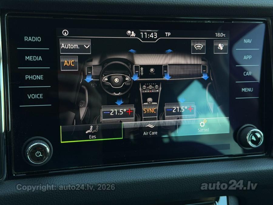 Pelēks Skoda Kodiaq 2022 Pērnava, ar dzinēja tilpumu 2.00 L un nobraukumu 118 tūkst. km par 29950 €, foto 17 vietnē AUTOMOTO.COM.LV