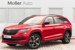 Red Skoda Kodiaq 2021 in Ventspils, with an engine capacity of 2.00 L and mileage of 143 thousand km for 28650 €, photo  on AUTOMOTO.COM.LV