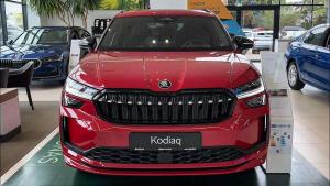 Sarkans Skoda Kodiaq 2025 Kauņa, ar dzinēja tilpumu 1.50 L un nobraukumu 38 tūkst. km par 35500 €, foto  vietnē AUTOMOTO.COM.LV