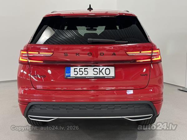 Red Skoda Kodiaq 2025 in Tallinn, with an engine capacity of 2.00 L and mileage of 22 thousand km for 46900 €, photo 5 on AUTOMOTO.COM.LV