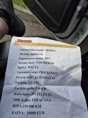 Balts Skoda Kodiaq 2017 Joniškis, ar dzinēja tilpumu 1.97 L un nobraukumu 294 tūkst. km par 5555 €, foto 12 vietnē AUTOMOTO.COM.LV