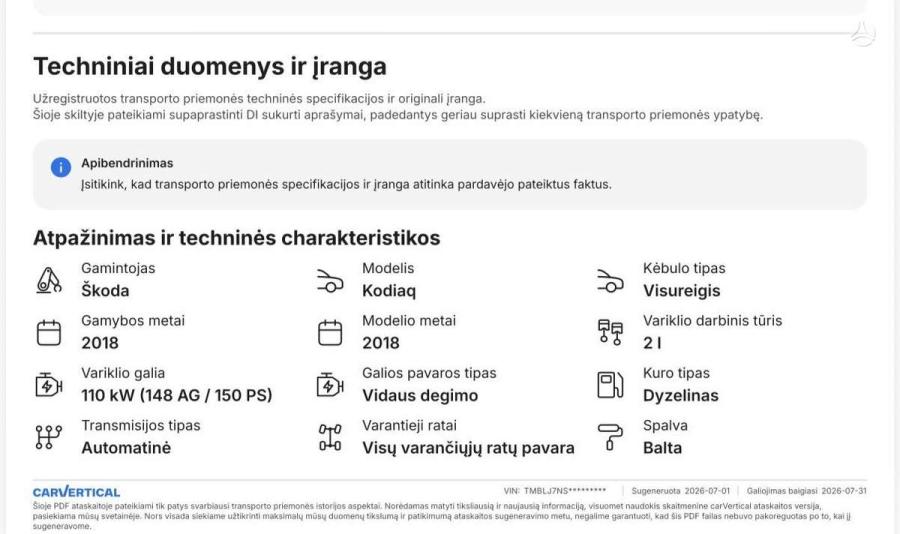 Белый Шкода Kodiaq 2018 в Пренай, объемом двигателя 1.97 л и пробегом 256 тыс. км за 15950 €, фото 51 на AUTOMOTO.COM.LV