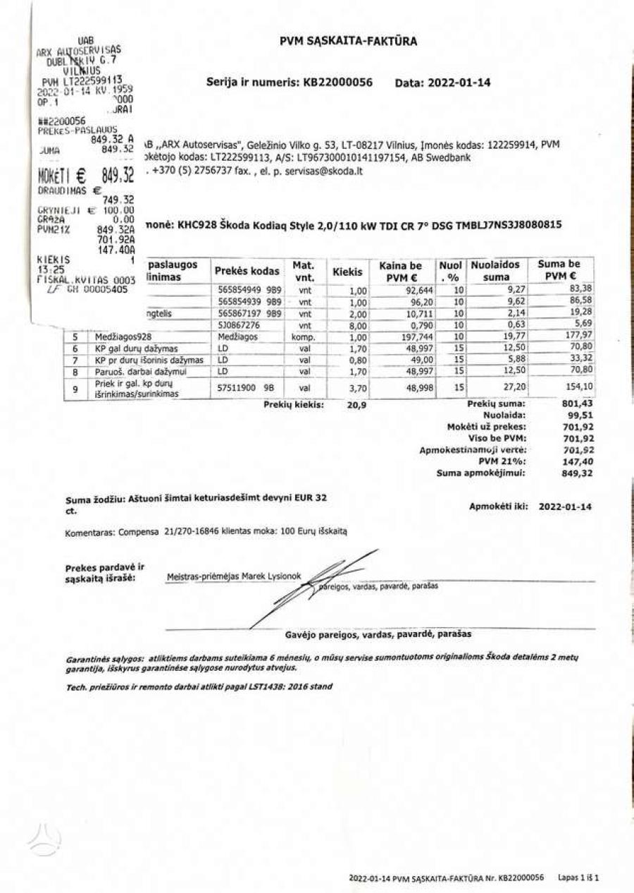 Balts Skoda Kodiaq 2018 Viļņa, ar dzinēja tilpumu 1.97 L un nobraukumu 149 tūkst. km par 18499 €, foto 46 vietnē AUTOMOTO.COM.LV