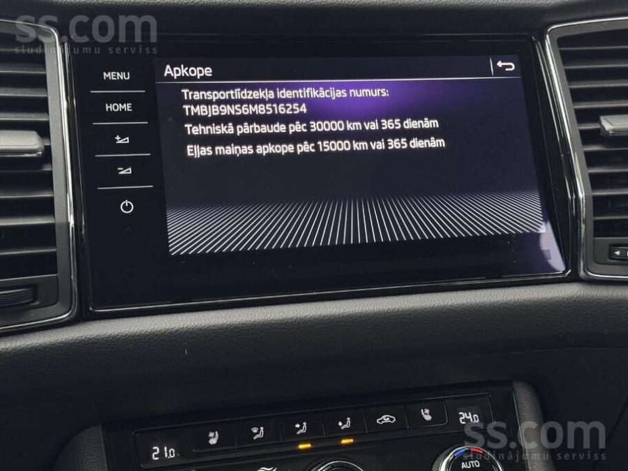 White Skoda Kodiaq 2021 in Valmiera, with an engine capacity of 1.50 L and mileage of 161 thousand km for 23800 €, photo 13 on AUTOMOTO.COM.LV