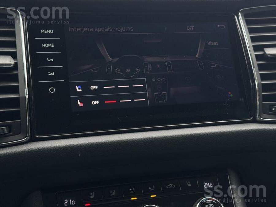 White Skoda Kodiaq 2021 in Valmiera, with an engine capacity of 1.50 L and mileage of 161 thousand km for 23800 €, photo 16 on AUTOMOTO.COM.LV
