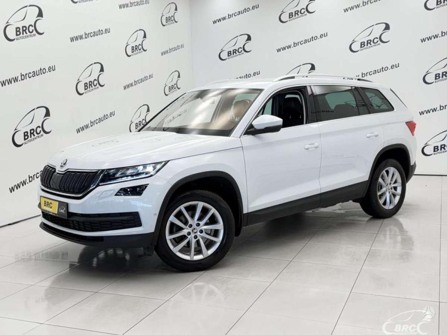 White Skoda Kodiaq 2021 in Vilnius, with an engine capacity of 1.97 L and mileage of 72 thousand km for 25900 €, photo 1 on AUTOMOTO.COM.LV