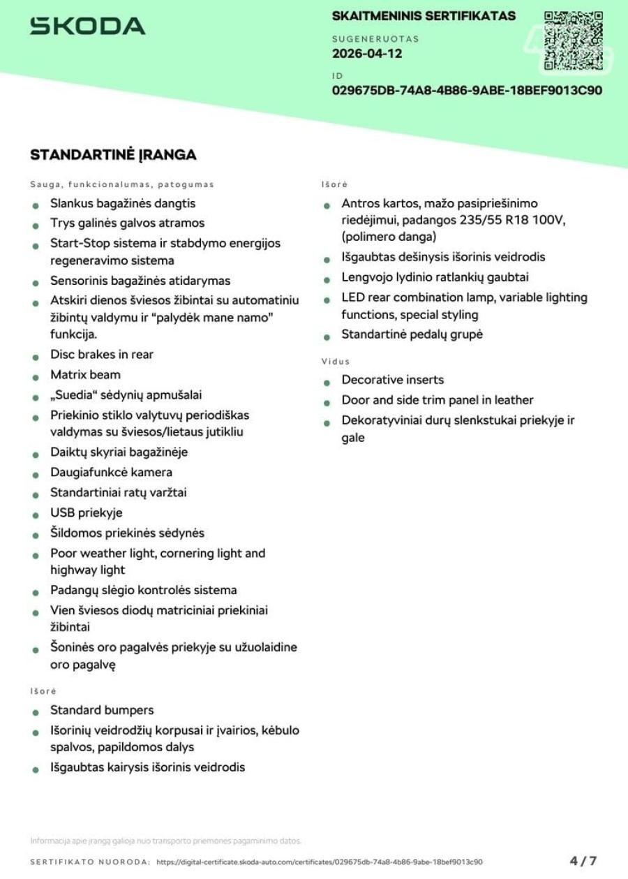 White Skoda Kodiaq 2023 in Kaunas, with an engine capacity of 2.00 L and mileage of 55 thousand km for 30999 €, photo 24 on AUTOMOTO.COM.LV