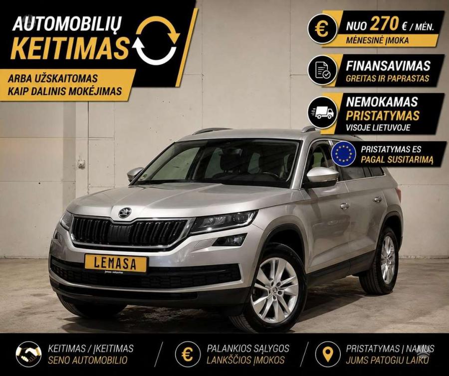 Желтый Шкода Kodiaq 2017 в Клайпеда, объемом двигателя 1.98 л и пробегом 165 тыс. км за 17999 €, фото 1 на AUTOMOTO.COM.LV