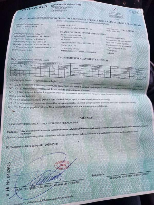 Черный Шкода Октавия 1999 в Вильнюс, объемом двигателя 1.90 л и пробегом 430 тыс. км за 1050 €, фото 7 на AUTOMOTO.COM.LV