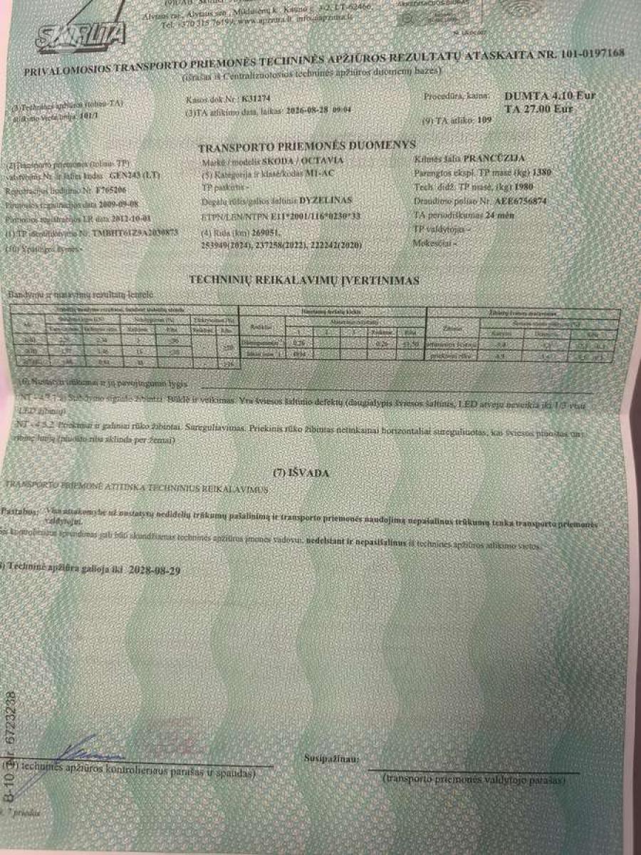 Черный Шкода Октавия 2010 в Вильнюс, объемом двигателя 1.60 л и пробегом 269 тыс. км за 3450 €, фото 27 на AUTOMOTO.COM.LV
