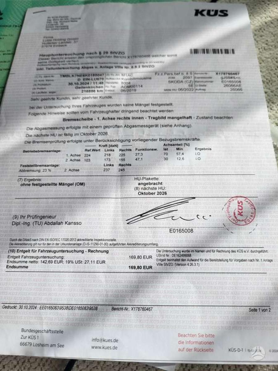 Black Skoda Octavia 2019 in Klaipeda, with an engine capacity of 1.97 L and mileage of 239 thousand km for 13199 €, photo 25 on AUTOMOTO.COM.LV