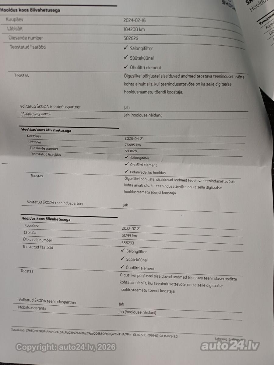 Синий Шкода Октавия 2021 в Таллин, объемом двигателя 1.00 л и пробегом 175 тыс. км за 13700 €, фото 14 на AUTOMOTO.COM.LV